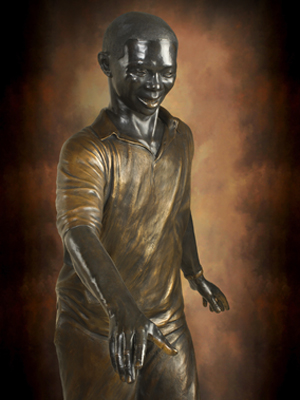 African American sculpture, life-size figurative bronze sculpture of ...